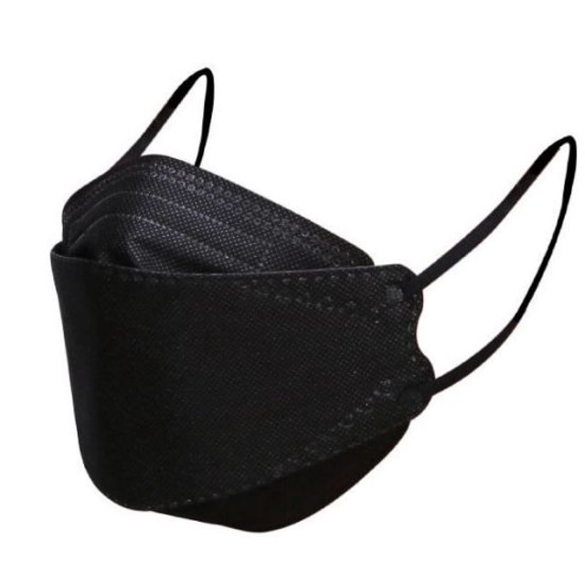 4Ply Black Disposable Face Mask - Scalloped Edges Foldable Masks - Pack ...