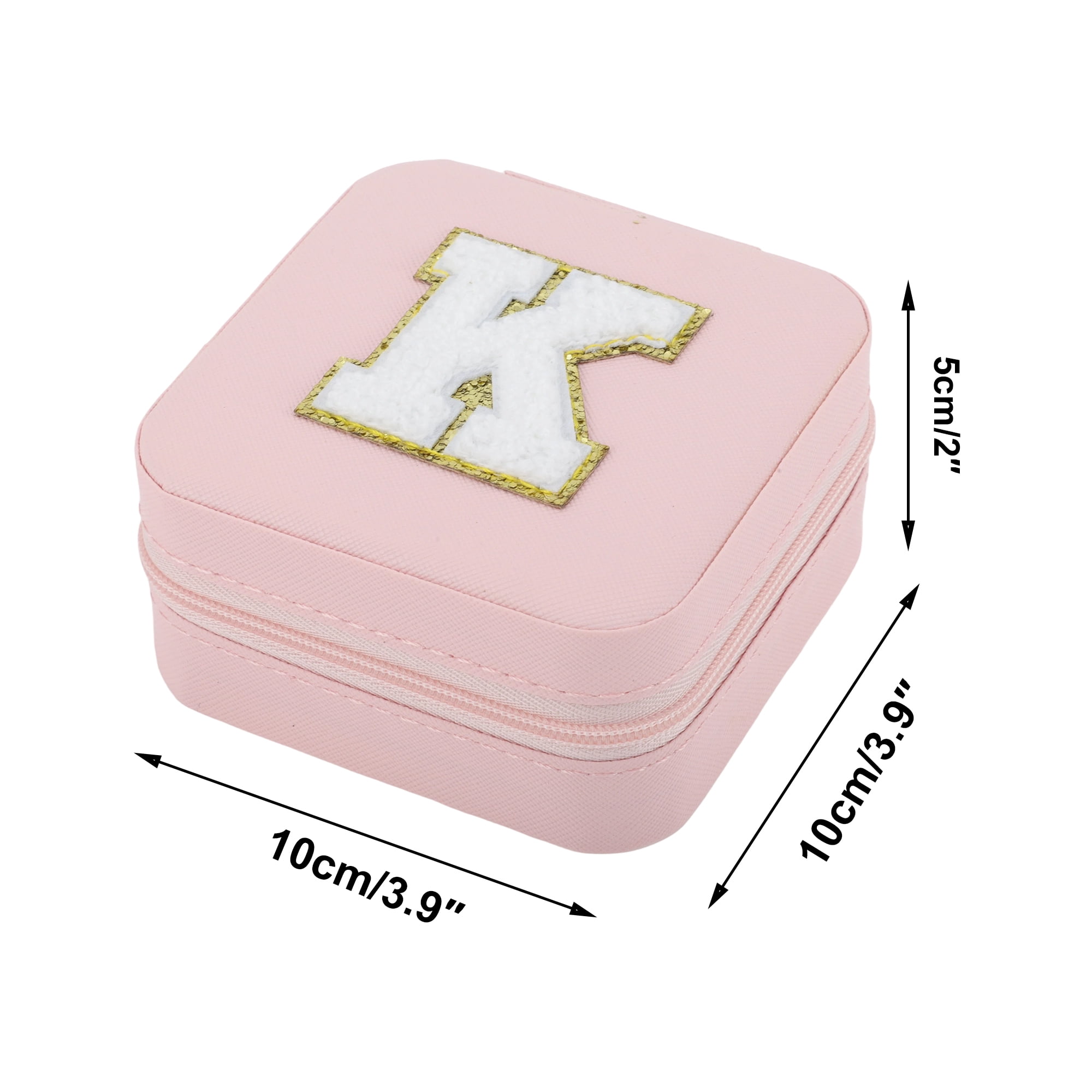 Unique Bargains 1 Pc Letter K Jewelry Case Organizer With Mirror Pink