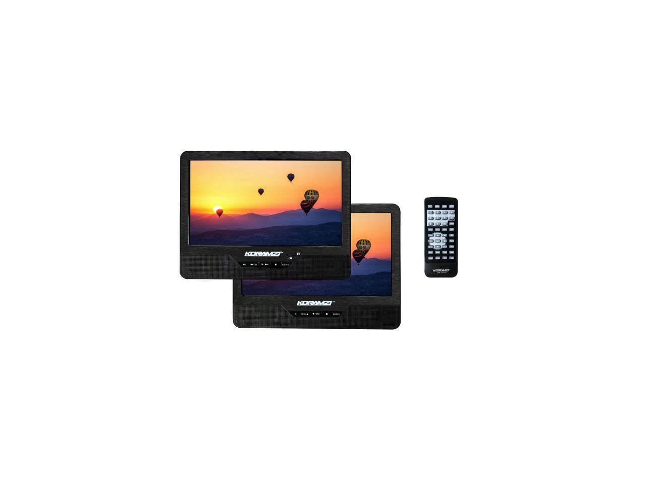 Koramzi Portable 9" Dual Screen DVD Player with Rechargeable Battery ...