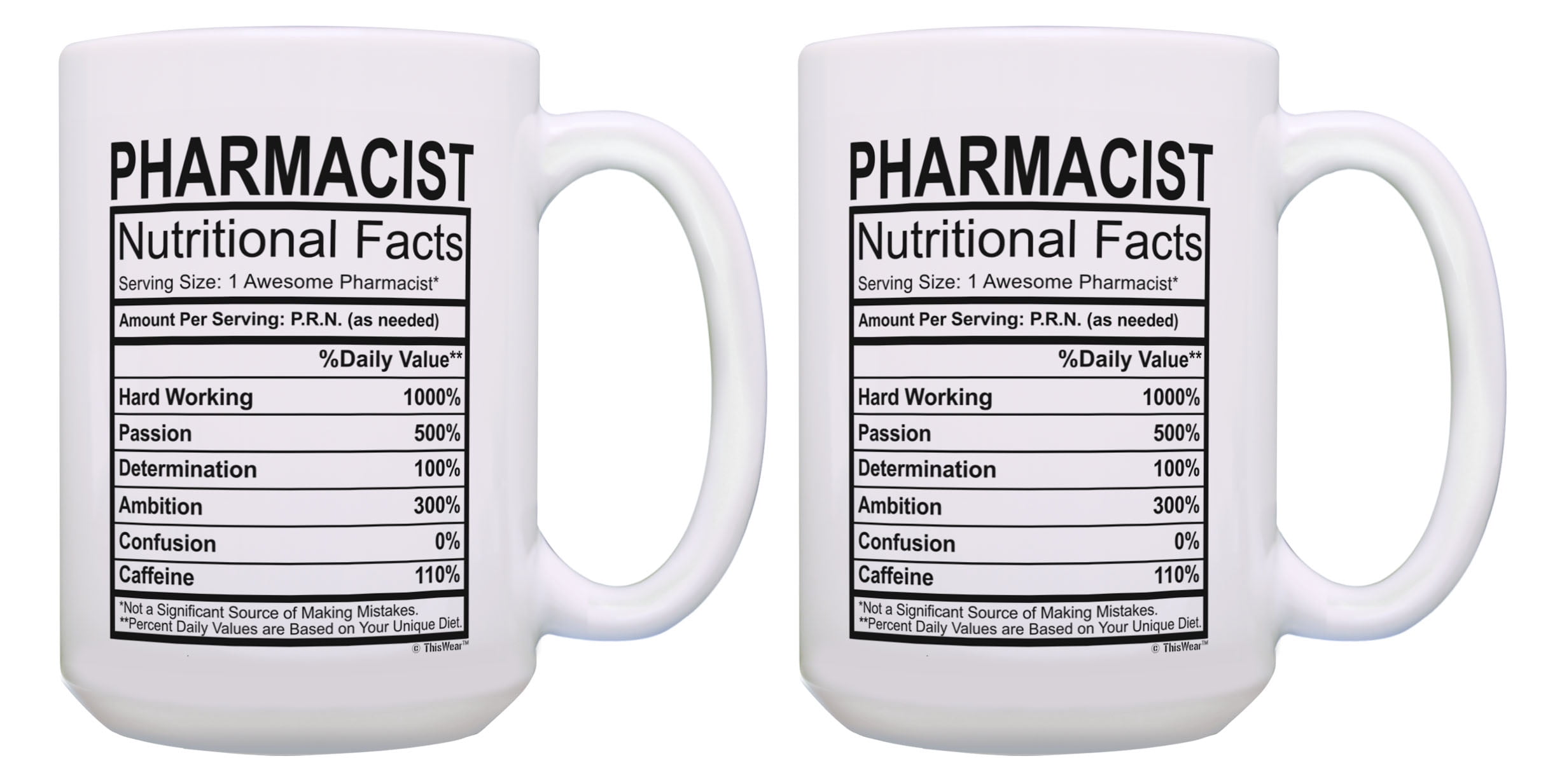 ThisWear Funny Pharmacist Mug Set Pharmacist Nutritional Facts Mug 2 ...