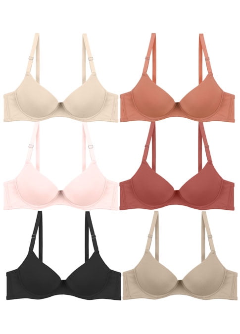 Ladies C-Cup Solid Color Underwired Push-up Bra 6 Piece Color Variety ...