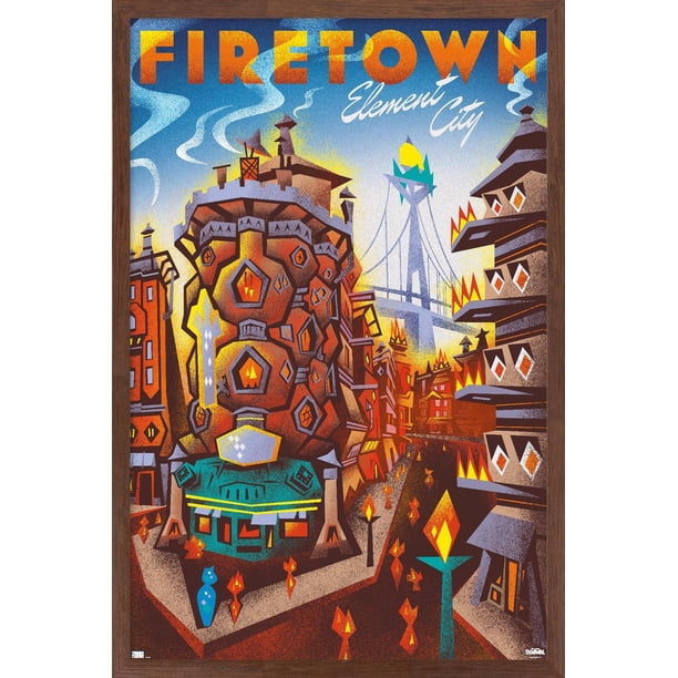 Disney Pixar Elemental - Firetown Wall Poster, 14.725" x 22.375" Framed ...