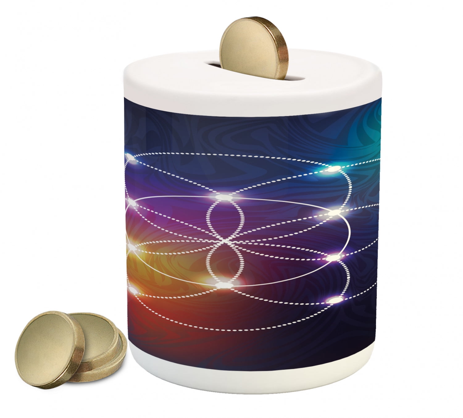 Circle Piggy Bank, Digital Overlapping Circles Grid Geometric Centered ...