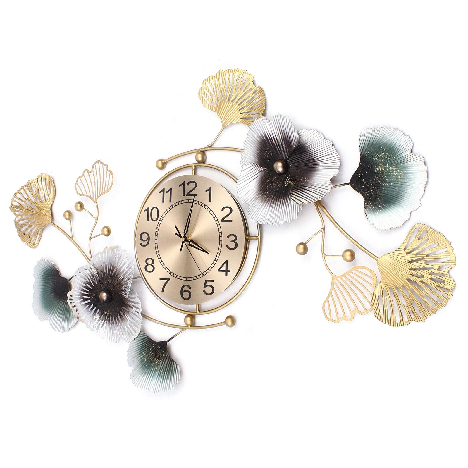 Miumaeov Luxury Atmosphere Ginkgo Leaf Wall Clock Modern Arabic ...