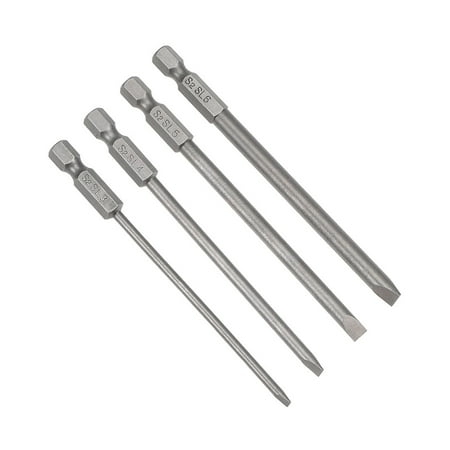 Slotted Bits Set 4 pcs 1/4 Inch Hex Shank SL3-SL6 Magnetic Screwdriver ...