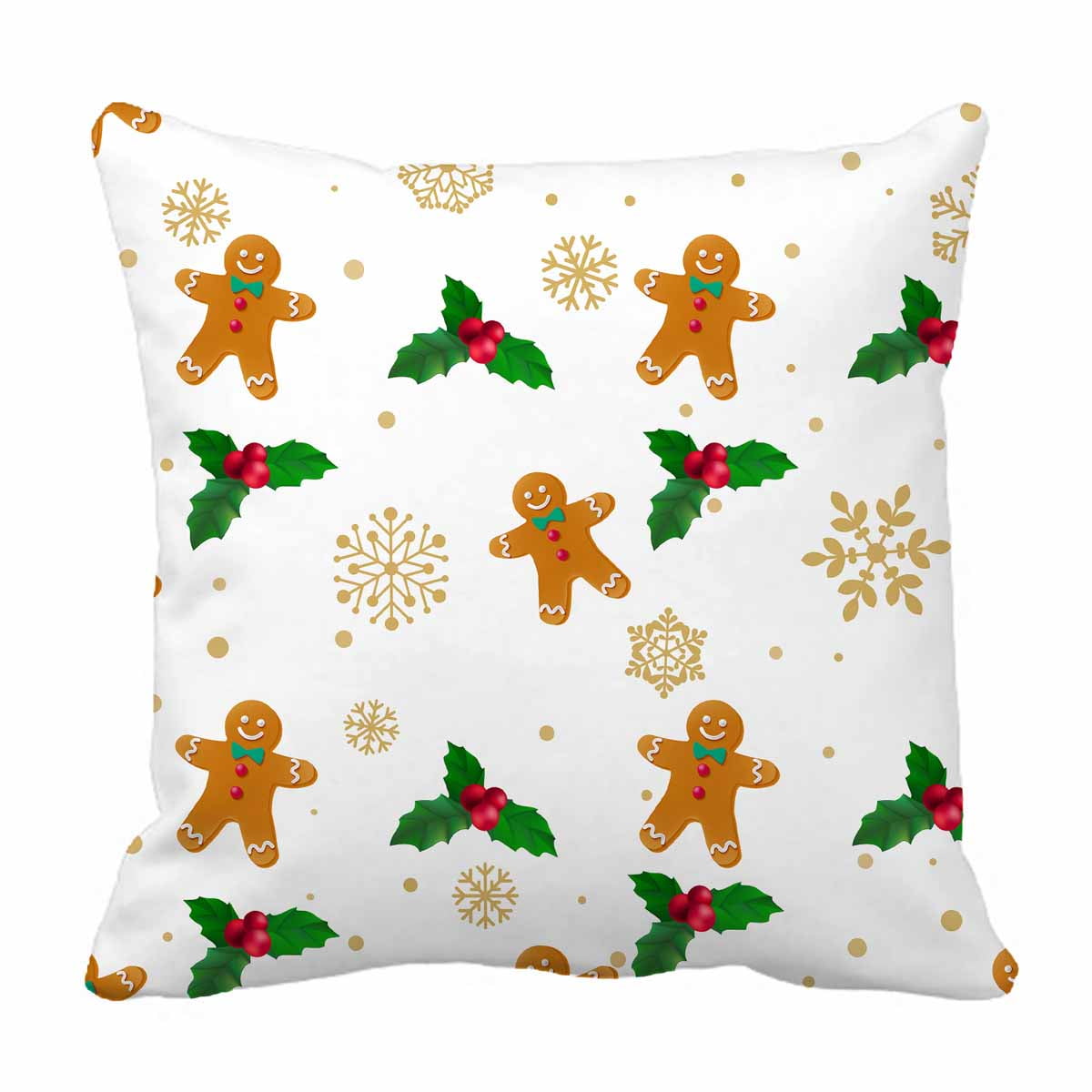 PKQWTM Christmas New Year holly gingerbread man white Bed Decor Pillow ...