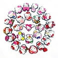 25 Pcs Cute White Cat Kitty with Pink Bow PVC Shoe Charms Reusable DIY ...