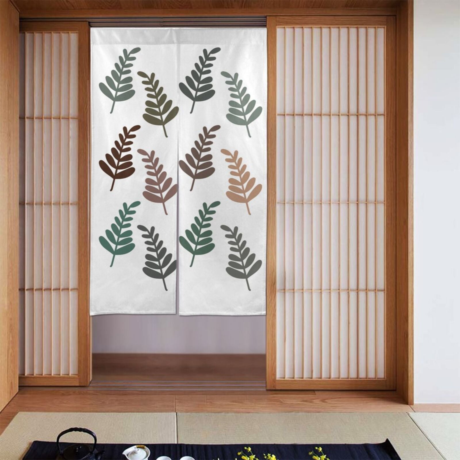 Doorway Drape Split Curtains, Boho Creatively Leaves Room Divider ...