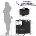 Black Nightstand with Charging Station and LED Light, Wide 5 Drawers ...