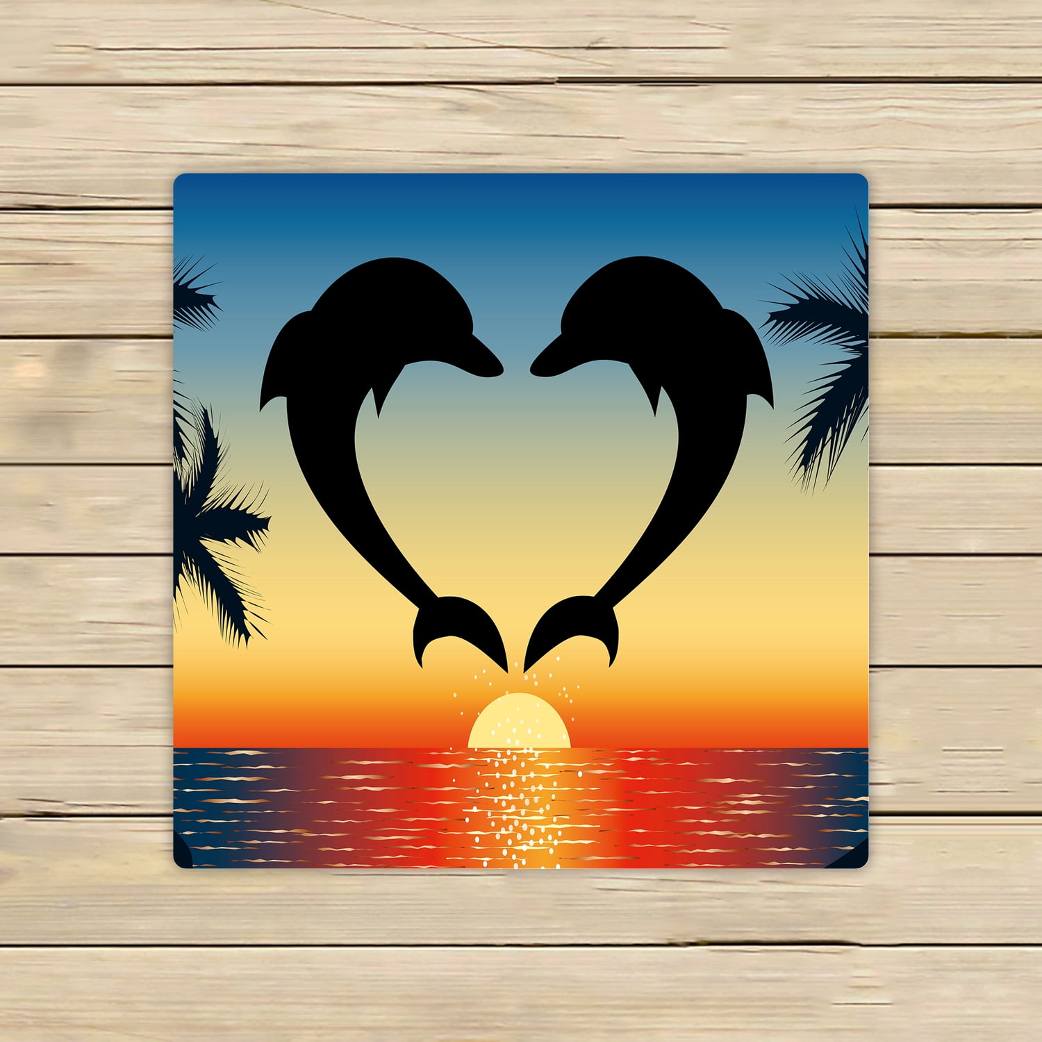YKCG Sunset Sea Dolphin Tropical Palm Tree Hand Towel Beach Towels Bath ...