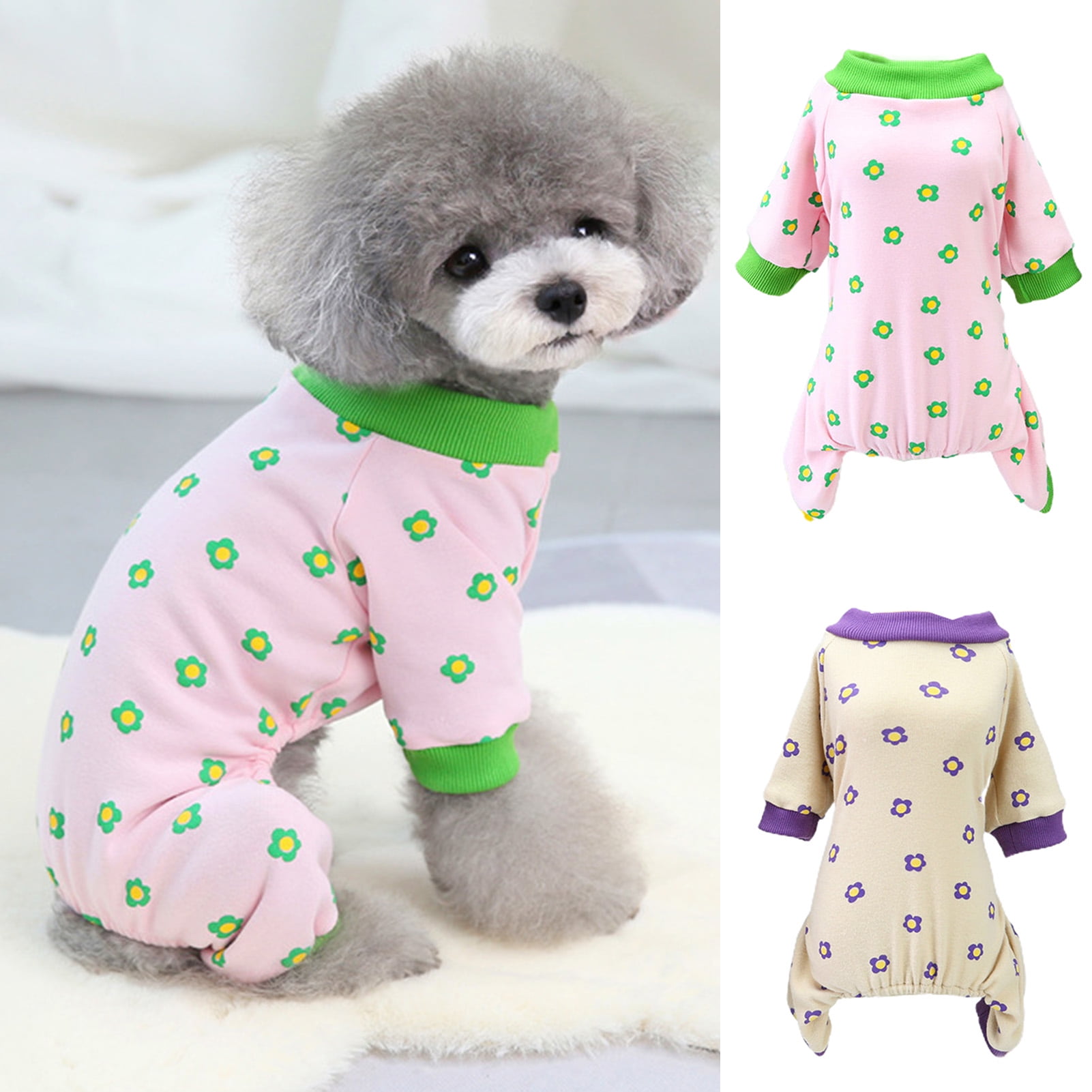 Pet Jumpsuits Flower Pattern Cosplay Four-leg Warm Pet Dogs Pajamas ...