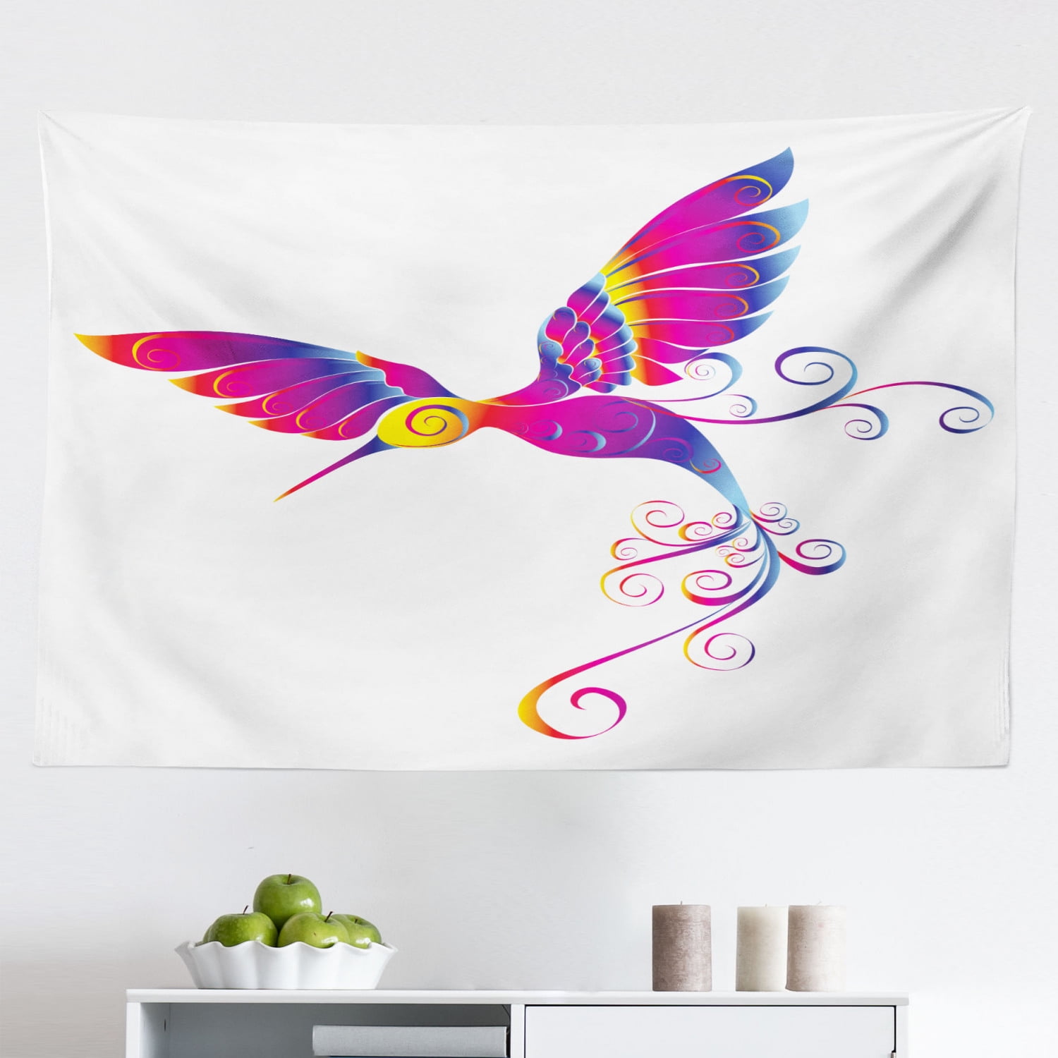 Hummingbirds Tapestry, Illustration of Hummingbirds in Motion and at ...