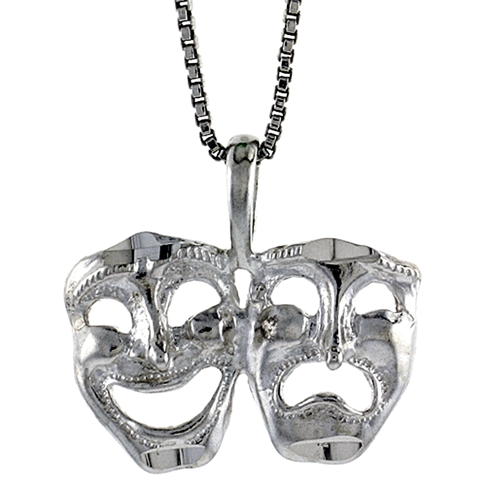Sterling Silver Drama Masks Pendant, 1/2 inch Tall - Walmart.com