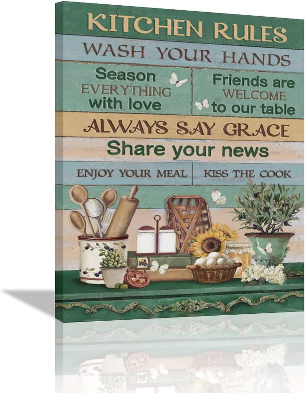 Rustic Kitchen Wall Art Farmhouse Kitchen Pictures Wall Decor Tableware ...