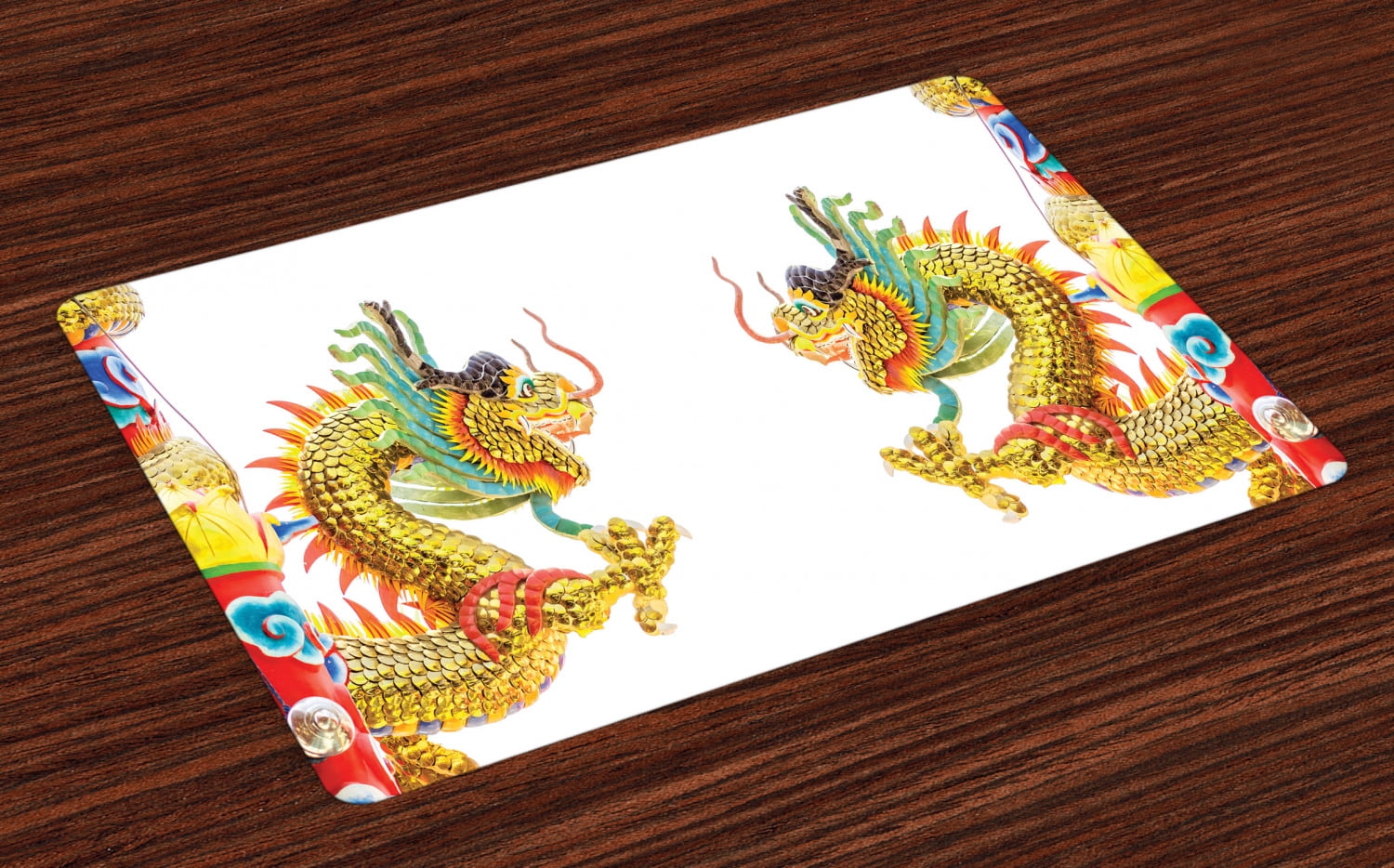 Ambesonne Eastern Place Mats Set of 4, Dragon Oriental Culture ...