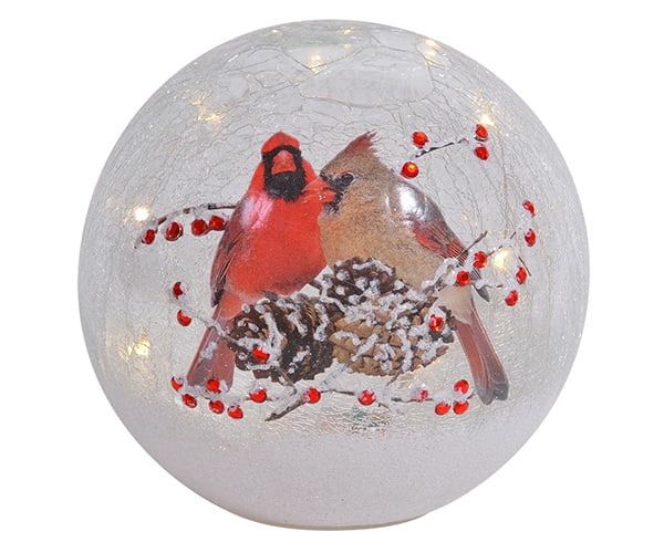 Lighted Crackle-Glass Cardinal Globe - Walmart.com