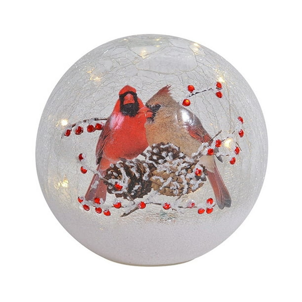 Lighted Crackle-Glass Cardinal Globe - Walmart.com - Walmart.com
