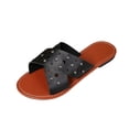 Bxsruta Women's Cross Strap Slide Sandals with Studs and Cutouts Pu ...