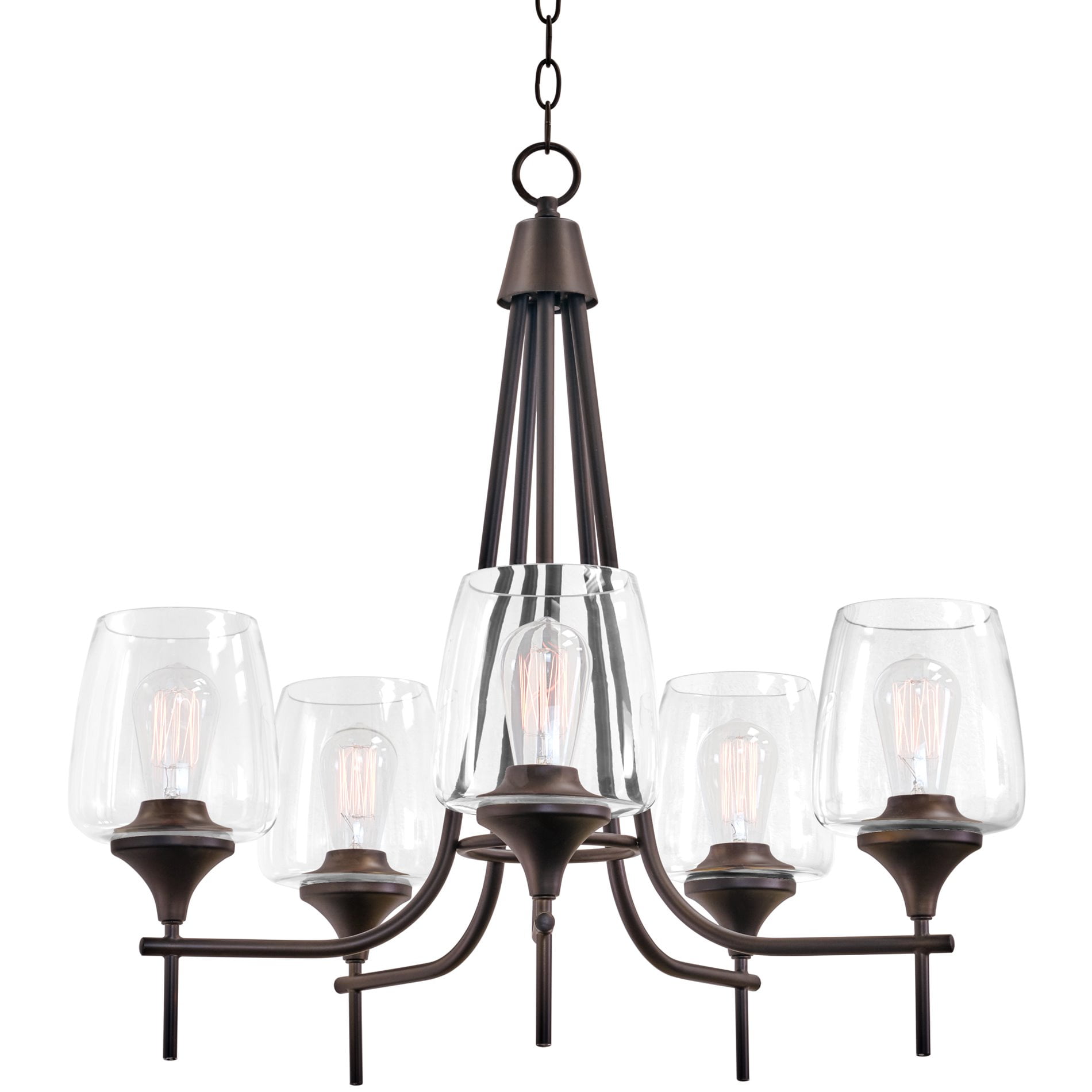 Kira Home Stella 26" Large Modern Chic 5-Light Chandelier + Wine Glass ...