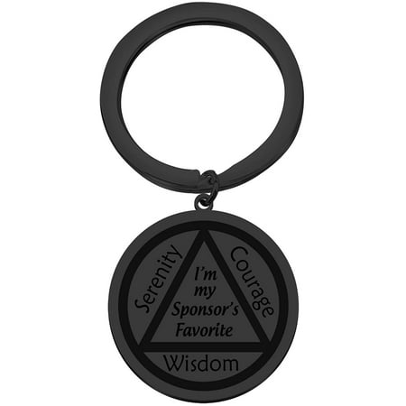 FUSTMW AA Sobriety Keychain AA Serenity Prayer Gifts I'm My Sponsor's ...
