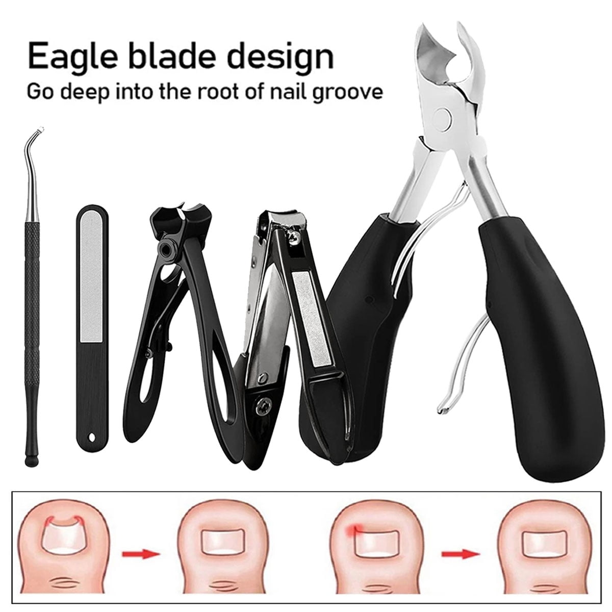 5PCS Professional Toe Nail Clippers Manicure Pedicure Cutters Cuticle ...