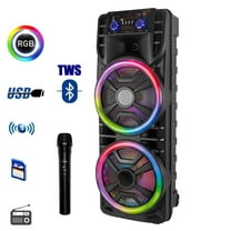 QFX PBX-1215 DUAL 12” BLUETOOTH RECHARGEABLE SPEAKER WITH LED PARTY ...