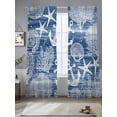 Blue Ocean Anchor Coral Shell Sheer Curtains 2 Panels Set Gradient ...