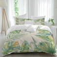 4 Piece Duvet Cover Set Cal king, Tropical Monstera Leaves on Linen ...