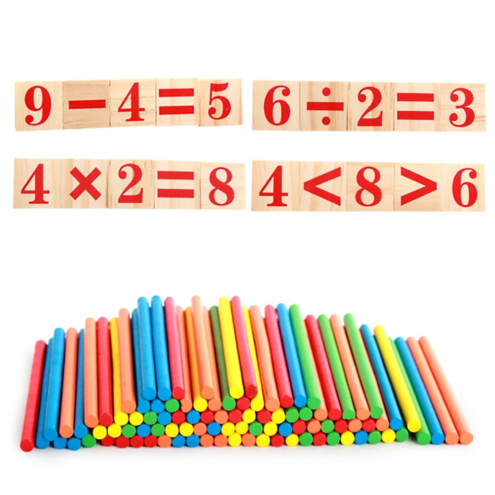 Colorful Wooden Number Sticks Counting Blocks Math Operation Education ...