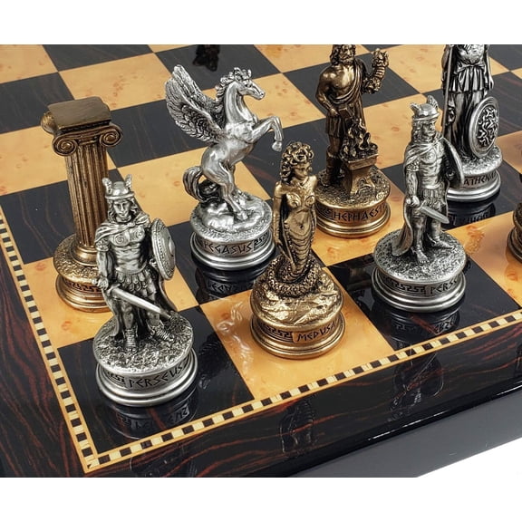 Greek Mythology Olympus Gods Chess Set Pewter Bronze Color17" Mosaic ...