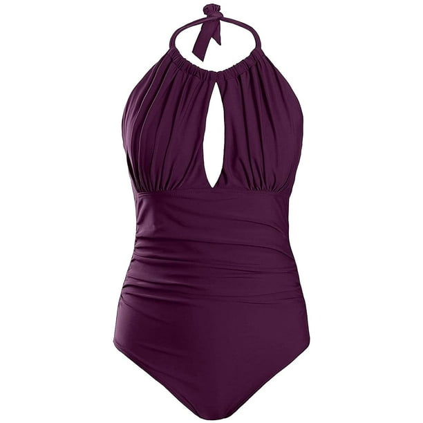 Women's One Piece Swimsuits Tummy Control Swimwear Flattering High ...