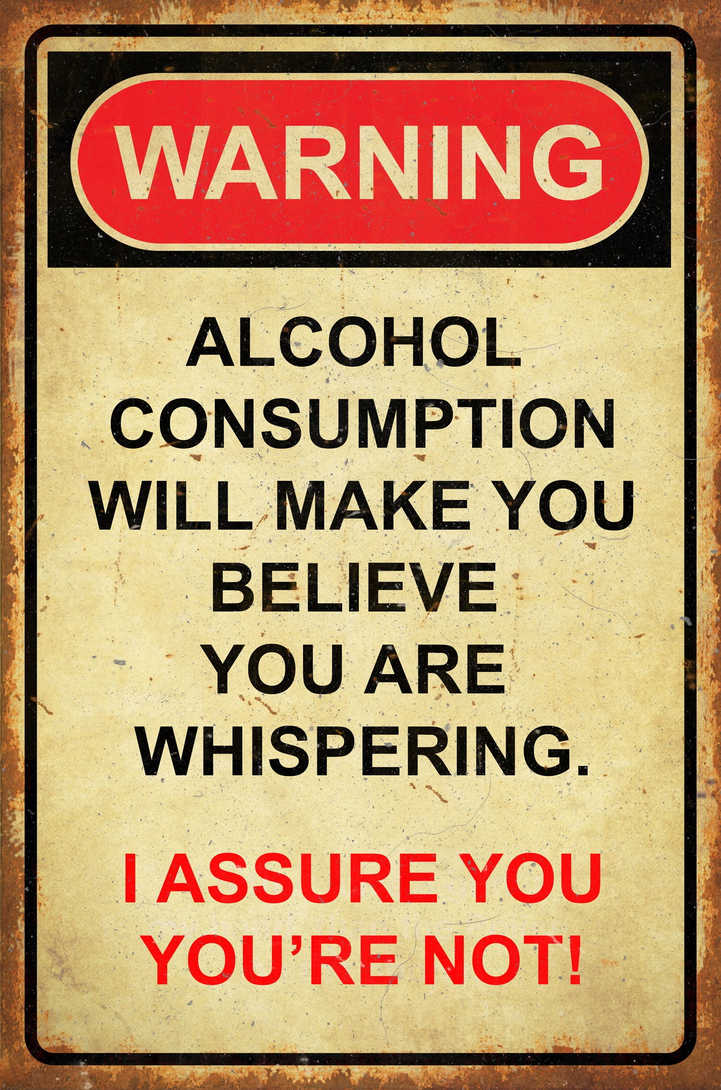 Pasttime Signs Warning Alcohol Consumption Vintage Metal Sign - Walmart.com