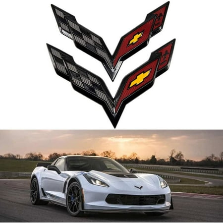 2pcs Fit Corvette C7 2014-2019 Emblem Car Front Hood & Rear Trunk ...