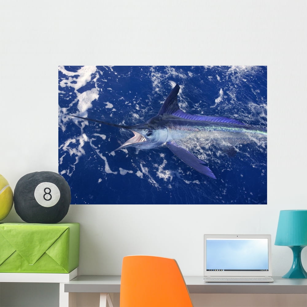 Atlantic White Marlin Big Wall Mural by Wallmonkeys Peel and Stick ...