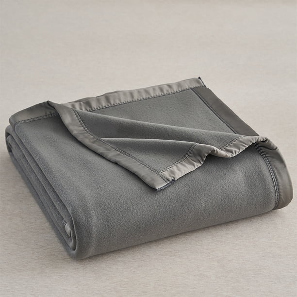 JML Soft Fleece Throw Blanket with Satin Trim, Dark Grey, Standard ...