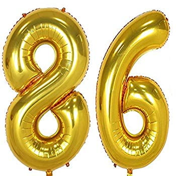 40inch Gold Foil 86 Helium Jumbo Digital Number Balloons, 86th Birthday ...