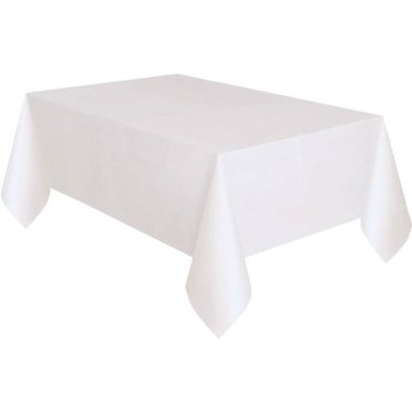 Unique Plastic Lined Paper Tablecloth, 108 X 54 in, White (Pack of 14 ...