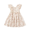 BLTIBY Girls Summer Floral Dress with Ruffle Sleeve Crew Neck Printed ...