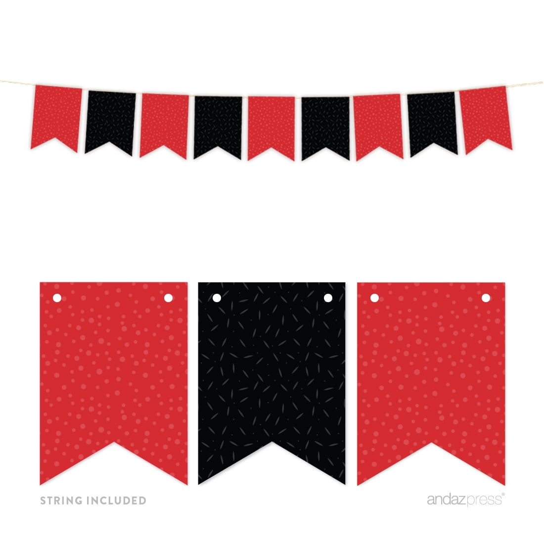 Signature Black, White, Red, Hanging Pennant Banner, Blank Pennants ...