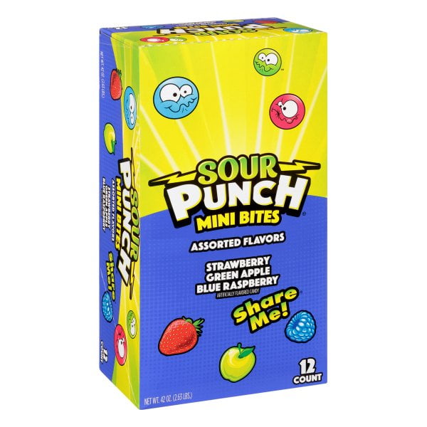 Sour Punch Bites, Strawberry, Apple & Blue Raspberry Flavors, Chewy ...