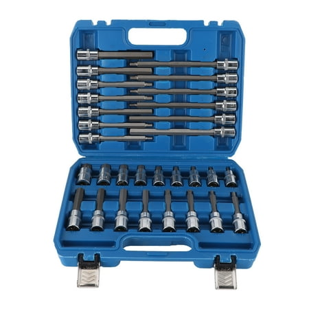 30ps 1/2in Hex Bit Socket Set Extra Long and Short Wrench Sockets Kit ...