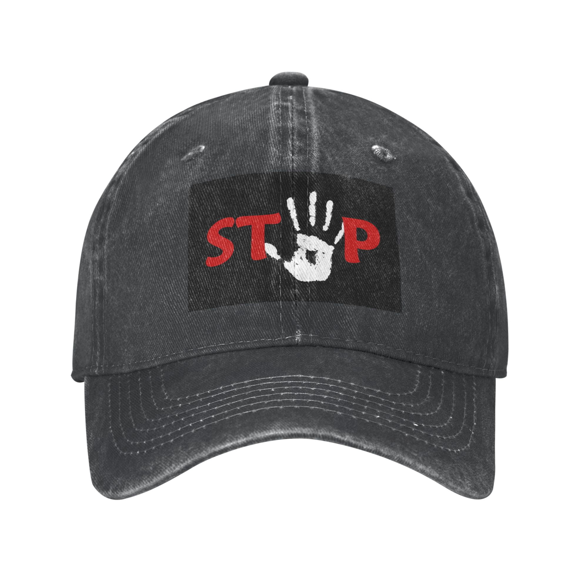 DouZhe Adjustable Washed Cotton Baseball Cap - Stop Gesture Prints ...