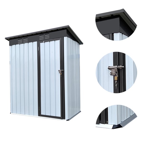 Pouseayar Metal Garden Sheds 5ft x 3ft Outdoor Storage Sheds ,Black ...