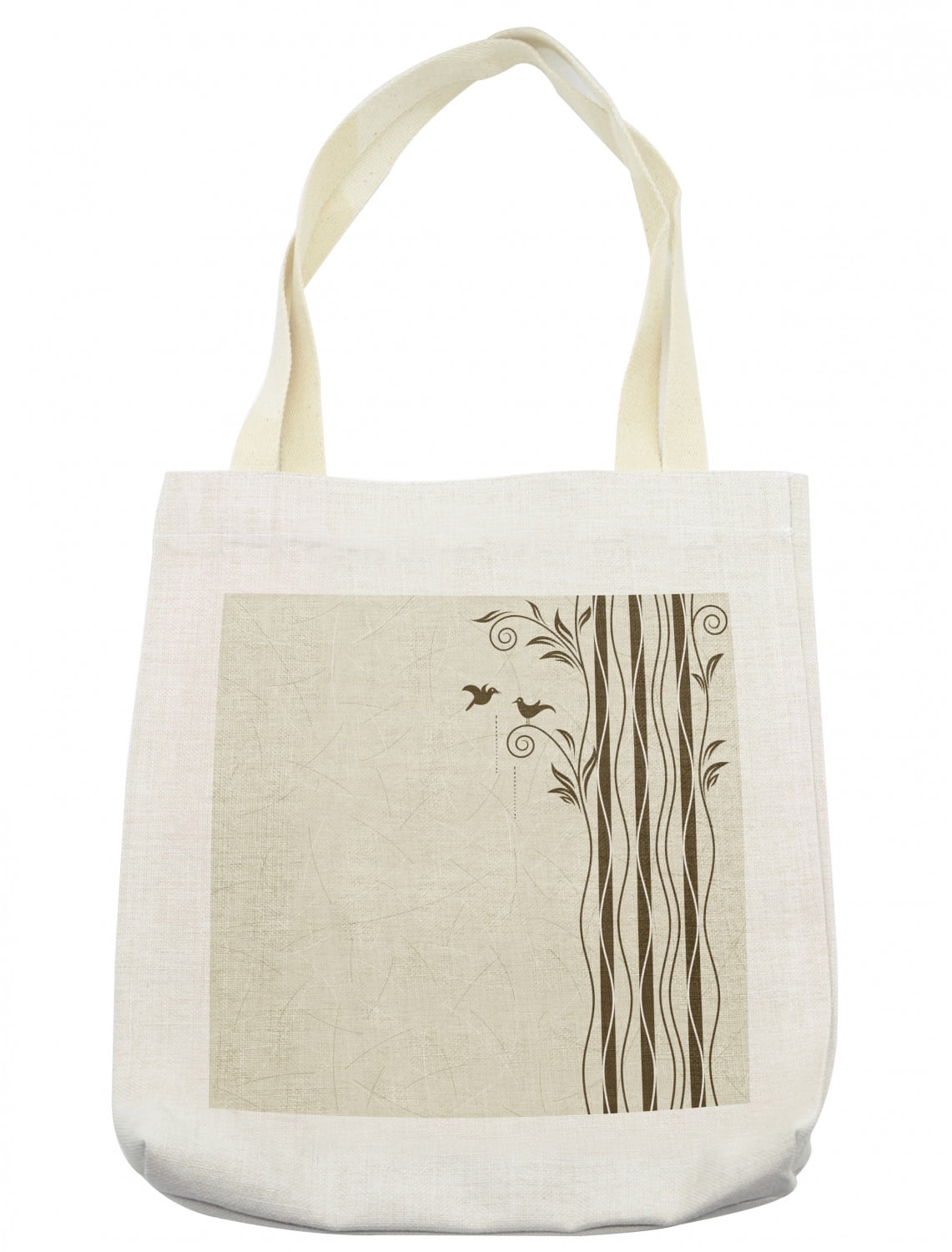 Nature Tote Bag, Abstract Wavy Swirled Tree Branches with Leaves and ...