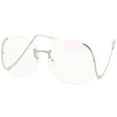 Women's Rimless Curved Metal Arms Round Clear Lens Oversize Eyeglasses ...