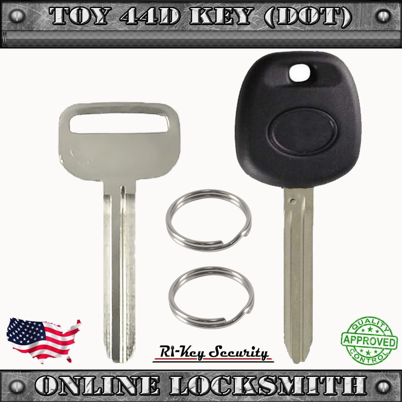 New Toyota 44D (08020) Keys Uncut Transponder Key Blank and Service Key ...