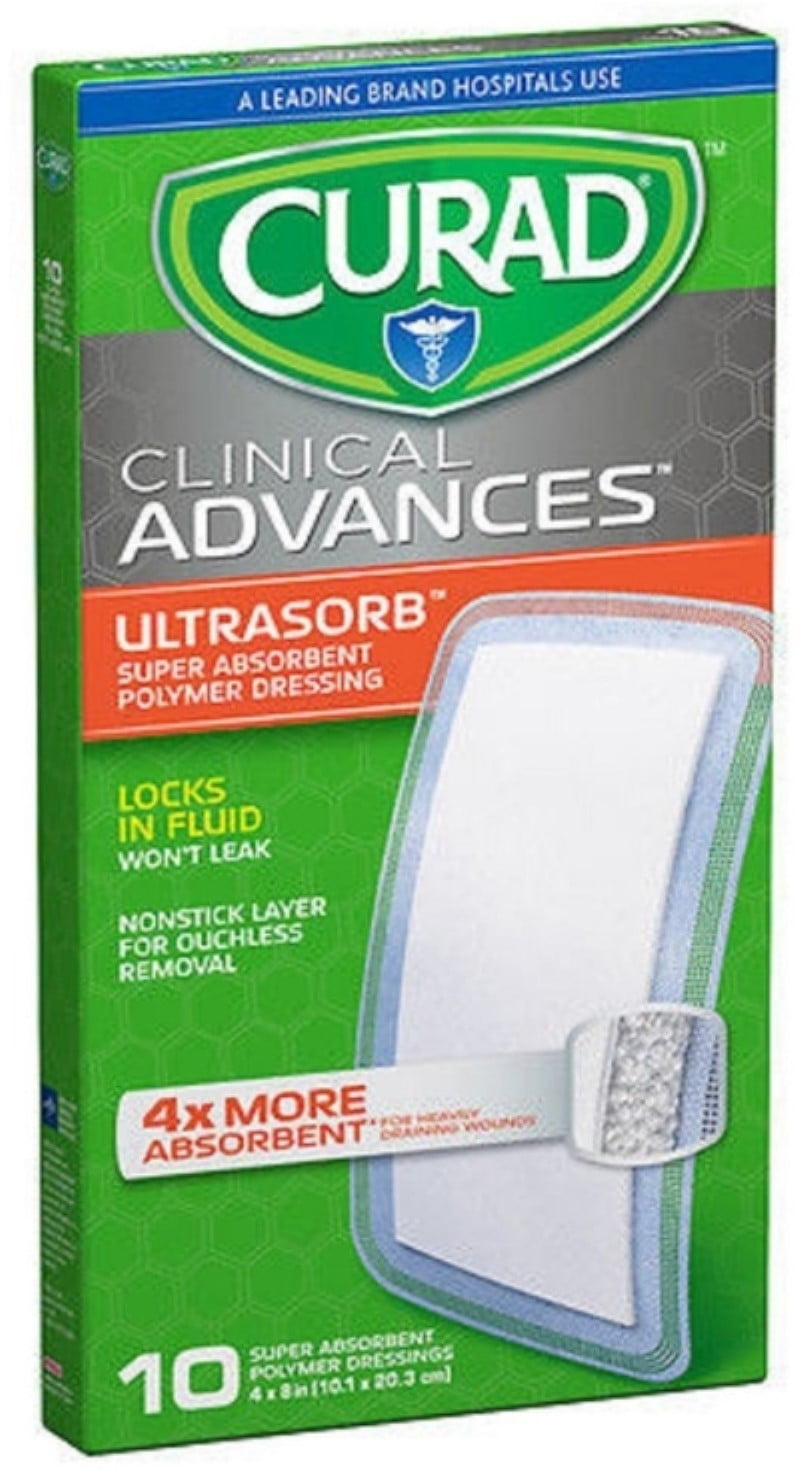 Curad Clinical Advances Ultrasorb, 4 in x 8 In, 10 Each - Walmart.com