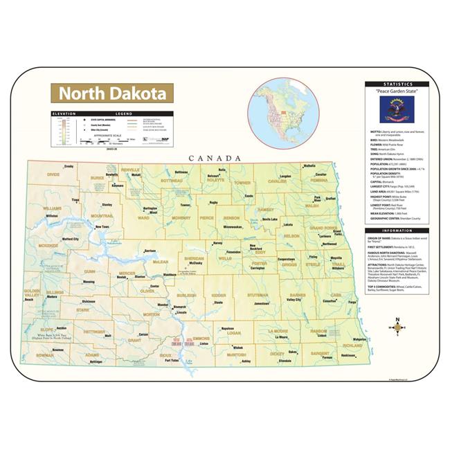 Univarsal 911643312001-64x54-BB1 64 x 54 in. North Dakota Large Scale ...