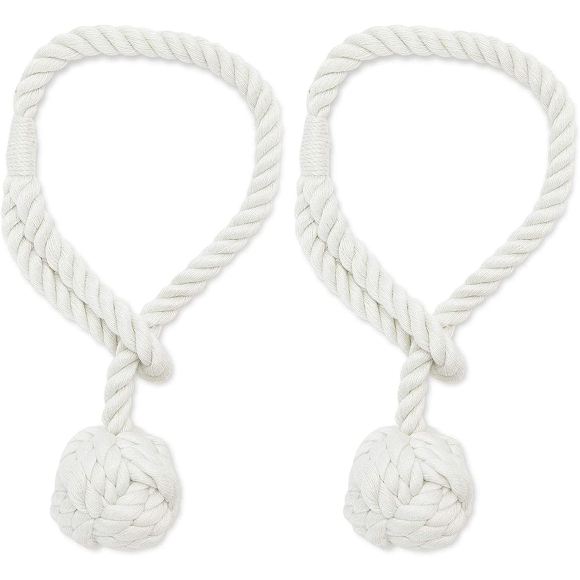 2-Pack White Cotton Window Curtain Tiebacks Tie Back, 20" Holdbacks ...