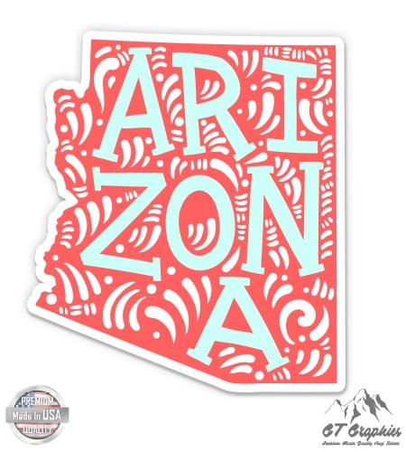 Arizona State Shape Cute Letters Native Local - 5" Vinyl Sticker - For ...
